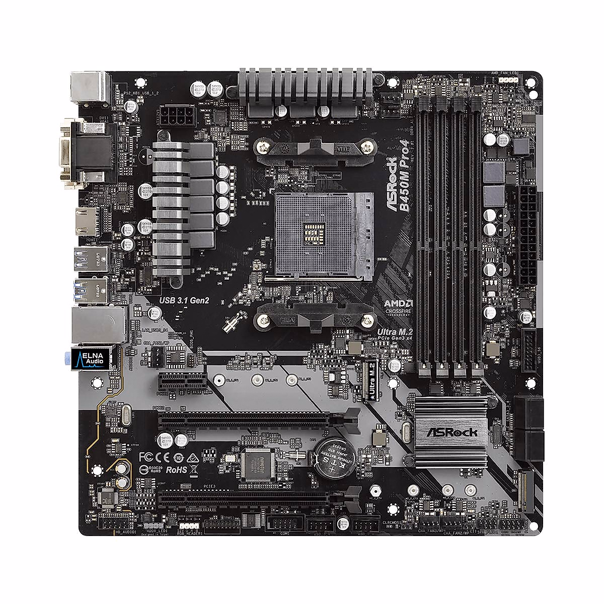 ASRock B450M PRO4 AM4 AMD Promontory B450 SATA 6Gb/s USB 3.1 HDMI Micro ATX AMD Motherboard