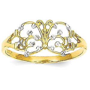 IceCarats 14K Yellow Gold Butterfly Wings Statement Ring Size 6