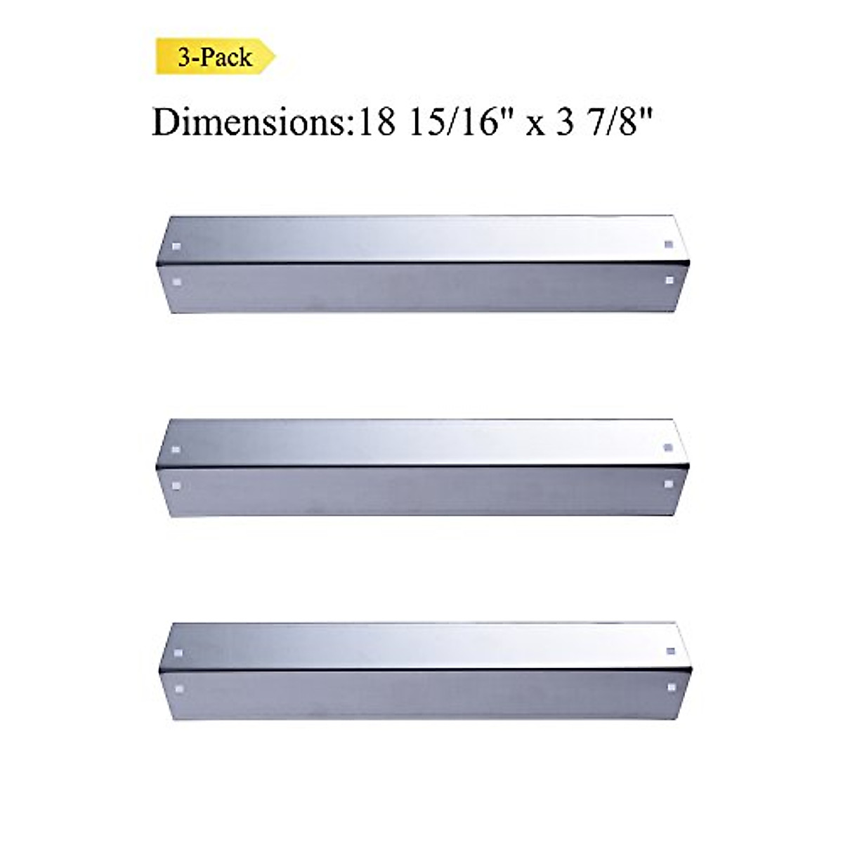 Votenli S9505A (3-Pack) Replacement Parts for Chargriller 3001 3030 4000 5050 5072,5252, 5650,4208 Stainless Steel Burner and Stainless Steel Heat Plates