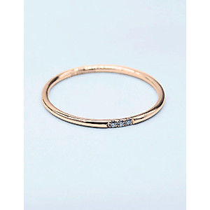 Dazzlingrock Collection 0.02 Carat (ctw) Round White Diamond 3 Stone Ring for Women in 10K Rose Gold Size 6.5