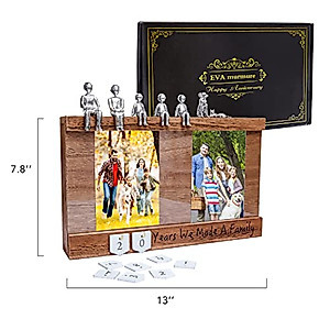 EVA murmure Personalized Romantic Wedding and Anniversary Keepsake Box with Family Statue - Wooden Memory Picture Box for Cherished Keepsakes and Ticket Storage - Elegant House Decor and Couple Gift