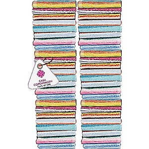 CASA COPENHAGEN - Basics 100 Piece Pack Stripes Premium Wash Cloth Towels- in Assorted Colours