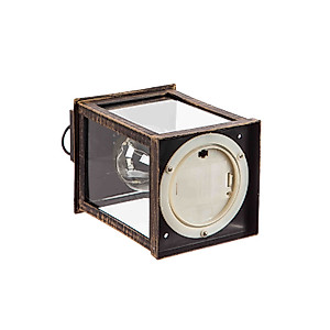 Evergreen Garden Outdoor Décor 8.5"H Battery Operated Twinkling Light Bulb Lantern, Black with Brushed Gold, Set of 2 for Homes Gardens Yards Lawn and Patio