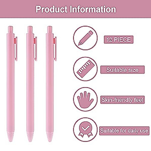 Bewudy Pastel Gel Ink Pens, 12 Pcs 0.5mm Aesthetic Gel Pens Fine Point Retractable Gel Pens Cute Ball Point Pen Black Ink Writing Pens Rollerball Pens School Gift Supplies (Pink)