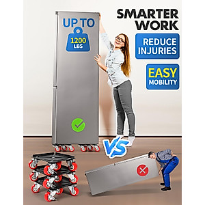 Heavy Duty Furniture Movers with Wheels and Moving Dolly, Includes Furniture Lifter Jacks Tool Set, Gliders, Sliders, 5 Rollers Casters Cart. Easily Move Furniture, Piano, Equipment