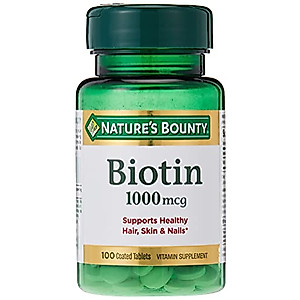 Biotin by Nature's Bounty, Vitamin Supplement, Supports Metabolism for Cellular Energy and Healthy Hair, Skin, and Nails, 1000 mcg, 100 Tablets