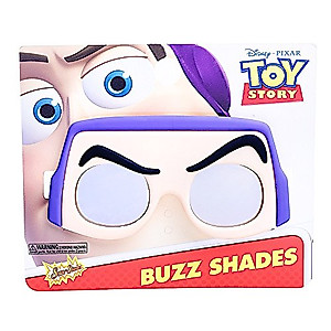 Sun-Staches Costume Sunglasses Lil' Characters Toy Story Buzz Party Favors UV400, Purple, Beige, Black (SG3203)