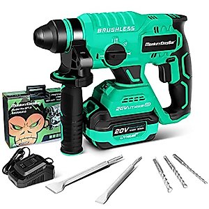 Monkey King Bar-SDS PLUS Coreless Brushless Rotary Hammer Drill 20V 2.2J Power- Li-ion Battery Faster Charge & 4 Modes and Variable-Speed with 1/2 Inch Chuck