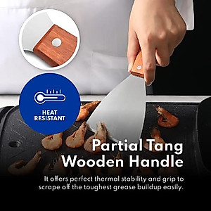 New Star Foodservice 38309 Wood Handle Slant Edge Grill Scraper, 4-Inch x 8.5-Inch