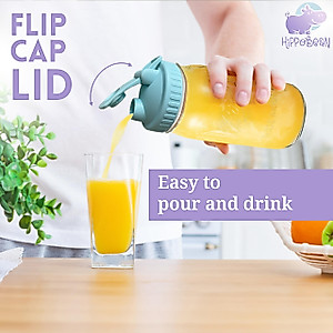 4pcs Mason Jar Lids Wide Mouth with Pour Spout & Leak-Proof Flip Cap | BPA-Free (Jars Not Included)