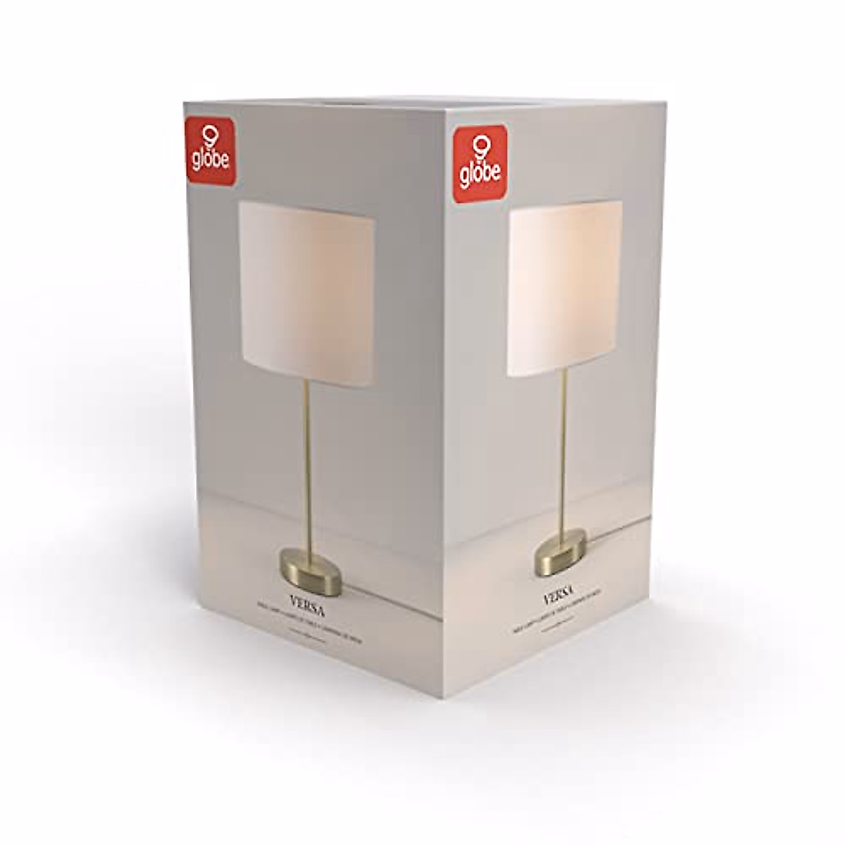 Globe Electric 67539 Versa 19" Table Lamp, Matte Gold, White Linen Shade, On Off Switch on Socket