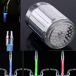 LED Water Faucet Head, RGB Color Temperature Sensitive Gradient Water Stream Color Changing Kitchen Spray Head Adapter Sink Lights for Kitchen and Bathroom(0.98X0.98X1.34In)