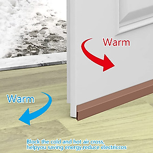 Ainiv Door Draft Stopper Under Door Seal, 2" W x 39" Cutable Soundproof Door Seal, Adhesive Under Door Sweep Weather Stripping Soundproof Kit, Under Door Draft Stopper Seals Anti-Collision-Brown