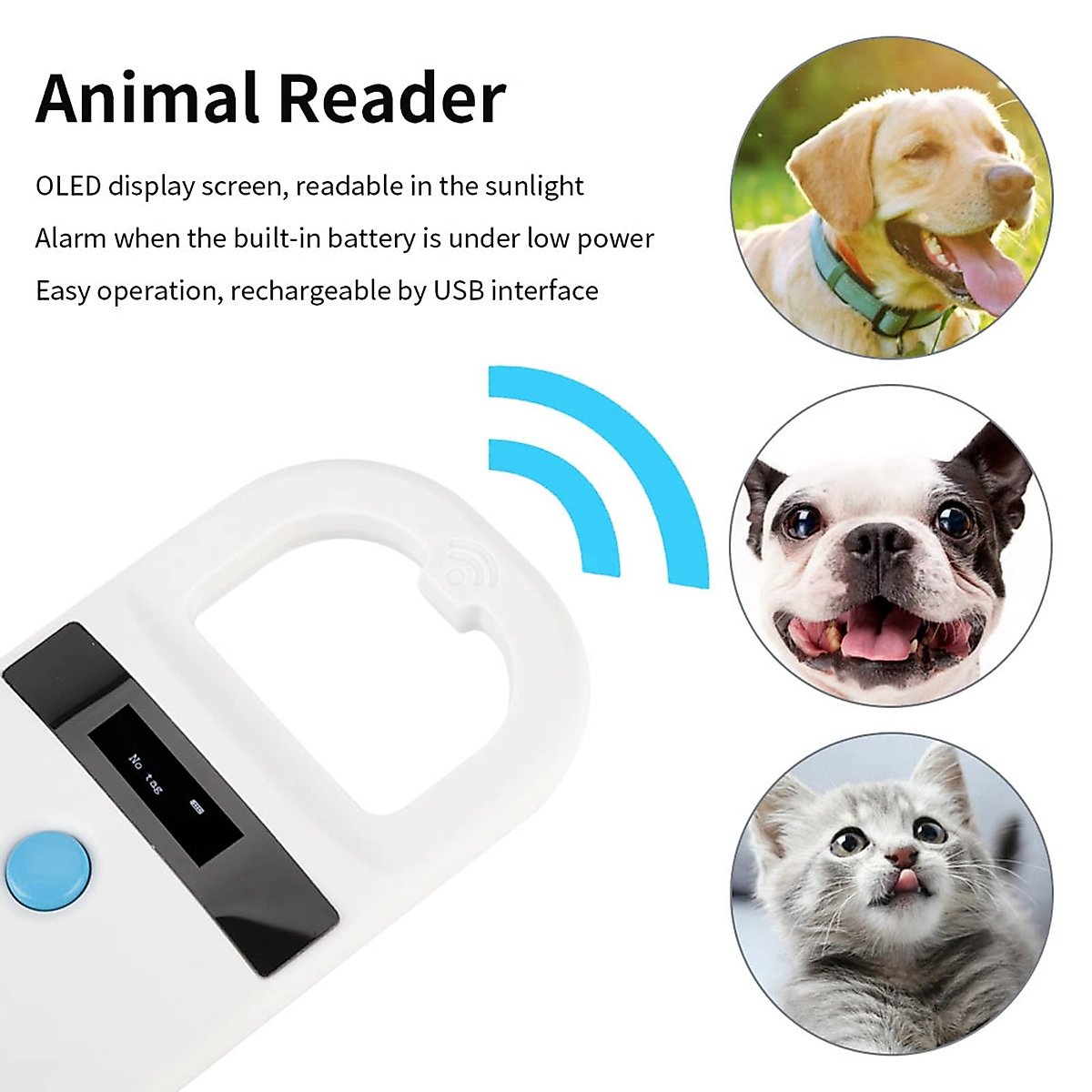 Microchip Scanner Microchip for Dogs Pet Microchip Scanner Microchip Reader Pet Microchip Reader,Rechargeable Animal Chip ID Scanner Microchip Scanner Pet Tag Scanner
