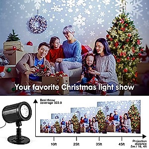 Christmas Snowflake Projector Lights, Blofun Indoor Outdoor Holiday Projector Lights Weatherproof Led Snowfall Lights for Halloween Xmas Party Wedding Garden Landscape Decoration…