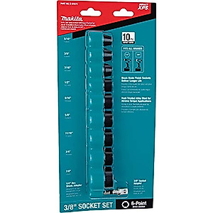 Makita E-01672 Impact XPS® 10 Pc. 3/8" Drive 6-Point SAE Impact Socket Set w/Standard Socket Adapter