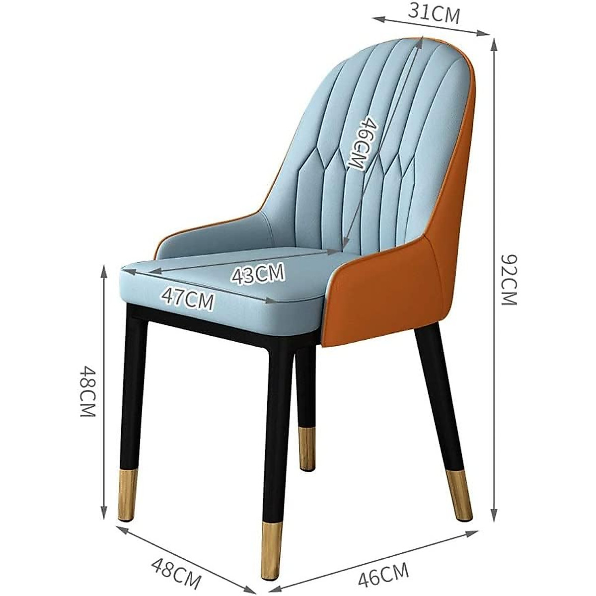 SHAWLA Chairs Modern Dining Kitchen Room Chairs PU Leather High Back Soft Seat Metal Legs,Side Chairs for Living Room Dining Chairs (Color:Grey)