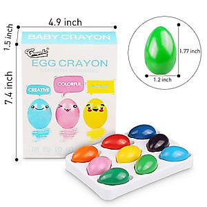 WOSTOO Toddler Crayons, 9 Colors Egg Crayons Palm Grasp Crayons for Kids Non Toxic Paint Washable Crayons Toys for Children Baby Boys Girls