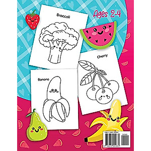 Cute Fruits and Vegetables Toddler Coloring Book: 50 Big, Simple and Fun Designs, Ages 2-4, 8.5 x 11 Inches (21.59 x 27.94 cm)