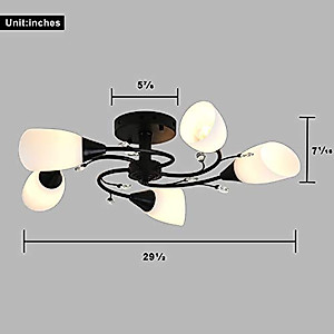 Semi Flush Mount Ceiling Light Fixture - FINXIN FXCL22 Modern Black Painting Pendant Light for Bedroom,Hallway,Kitchen and Dining Room (Black)