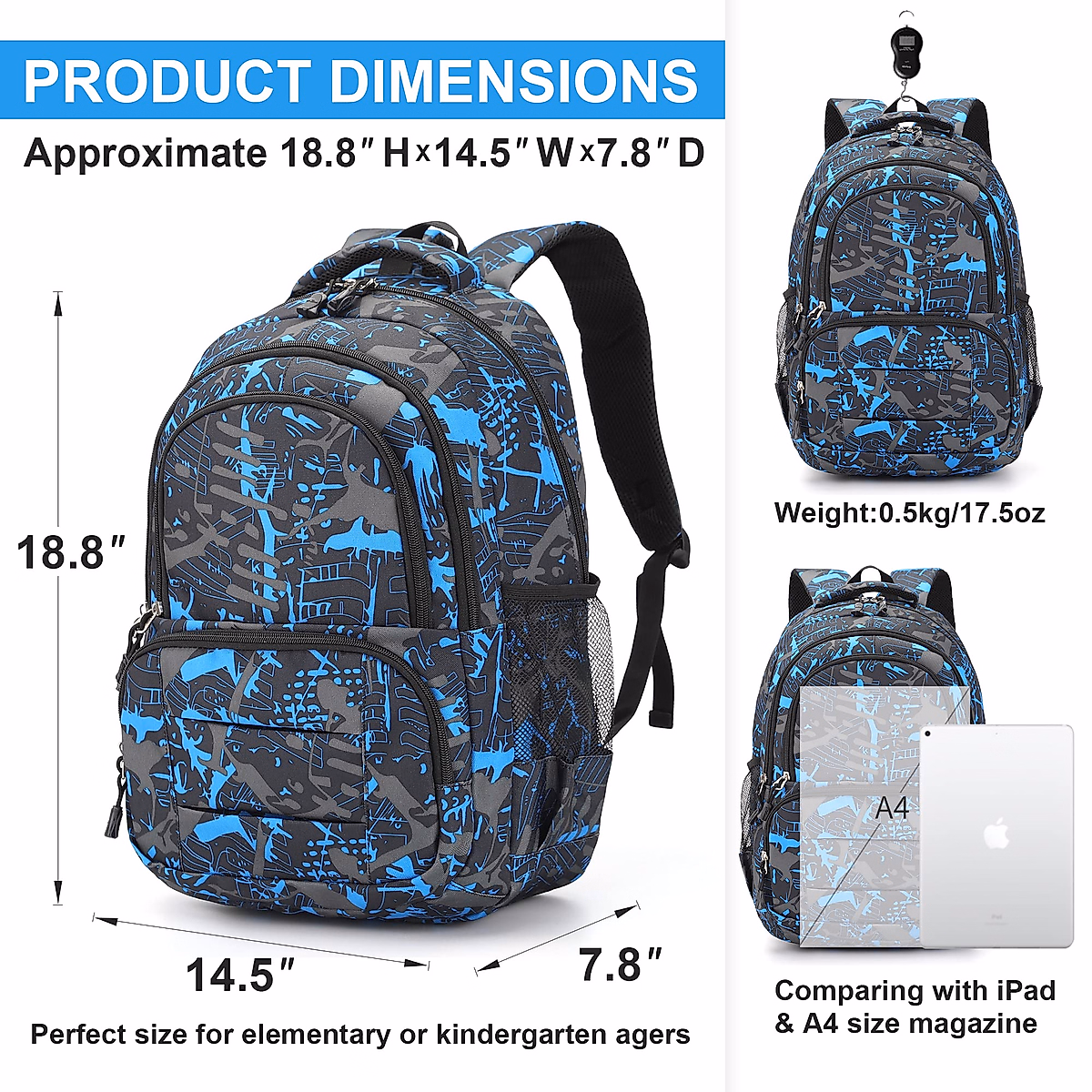 Rickyh Style Lightweight Elementary School Backpack - Durable, Waterproof Kids' School Bag