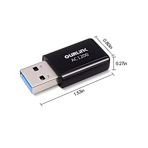OURLINK Wireless USB 1200Mbps USB WiFi USB 3.0 Dual Band (2.4GHz/300Mbps + 5.8GHz/867Mbps) 802.11ac/b/g/n WiFi Adapter PC/Desktop/Laptop, Support Windows 10/8.1/8/7, Mac OS 10.6-10.15
