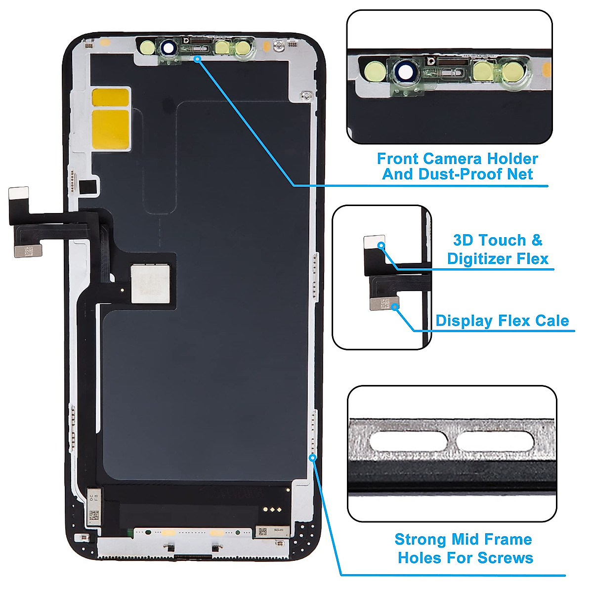 Premium for iPhone 11 Pro MAX Screen Replacement (6.5 inch) 3D Touch Screen Full Repair kit, Display Digitizer Glass Assembly with Waterproof Adhesive, Tools Set, Tempered Glass, Instruction