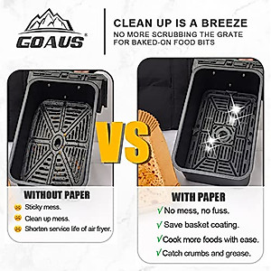 GOAUS Air Fryer 100 Pcs Rectangular Paper Liners Disposable for Dual Air Fryer with 2 Baskets 8 Qt and above, 8.6x5.5 inches Parchment Paper Rectangle, Fit Ninja DZ201 DZ401 IG651