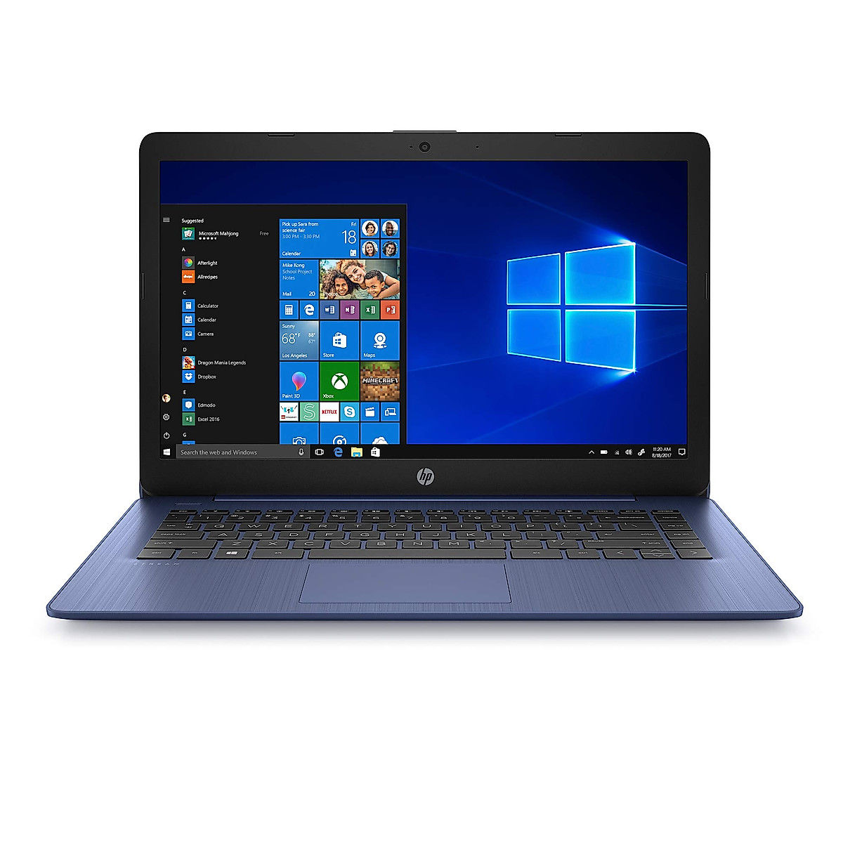 HP 2022 Stream 14" HD Thin and Light Laptop, Intel Celeron N4000 Processor, 4GB RAM, 64GB eMMC, HDMI, Webcam, WiFi, Bluetooth, 1 Year Microsoft 365, Windows 10 S, Royal Blue, w/IFT 32GB Flash Drive