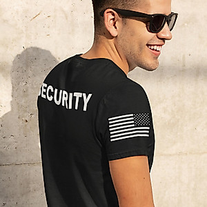 Security Guard Event Staff 2 - Two-Sided Event Staff Shirt Two-Sided American USA Flag On Arm Men Tees