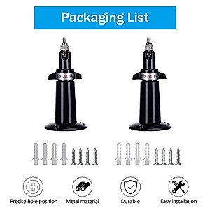 (Metal 2 Pack) 360 Degrees Adjustable Security Wall Mount for Ring Stick Up Cam/Ring Indoor Cam/Wyze Cam/Eufy Cam/Arlo Cameras, Fits All Cameras with Standard 1/4 Threaded Holes-Black