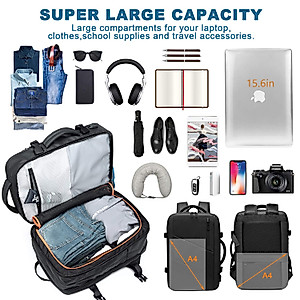 Travel Backpack,WUAYUR 15.6inch Laptop Backpack w/USB Port,40L Carry On Luggage