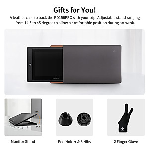 GAOMON PD156Pro - 15.6" Drawing Tablet with Screen Full-Laminated 120% sRGB Pen Display with Dial Key & 10 Hotkeys, Battery-Free Stylus Art Tablet for Digital Drawing, Anime, Sketch, Graphic Design