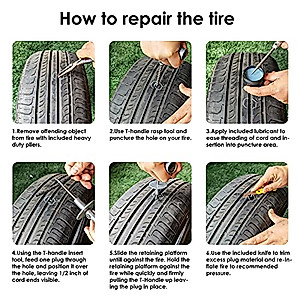 Tire Repair Kit, Tire Patch Kit with Plugs to Fix Punctures and Plug Flats for Car, Motorcycle, Truck, Tractor, Trailer, RV, ATV, ARB, SUV (39pcs)