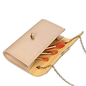 ZHANNI Clutch Purses for Women Elegant Evening Bag Handbag Wedding Clutch (Gold)