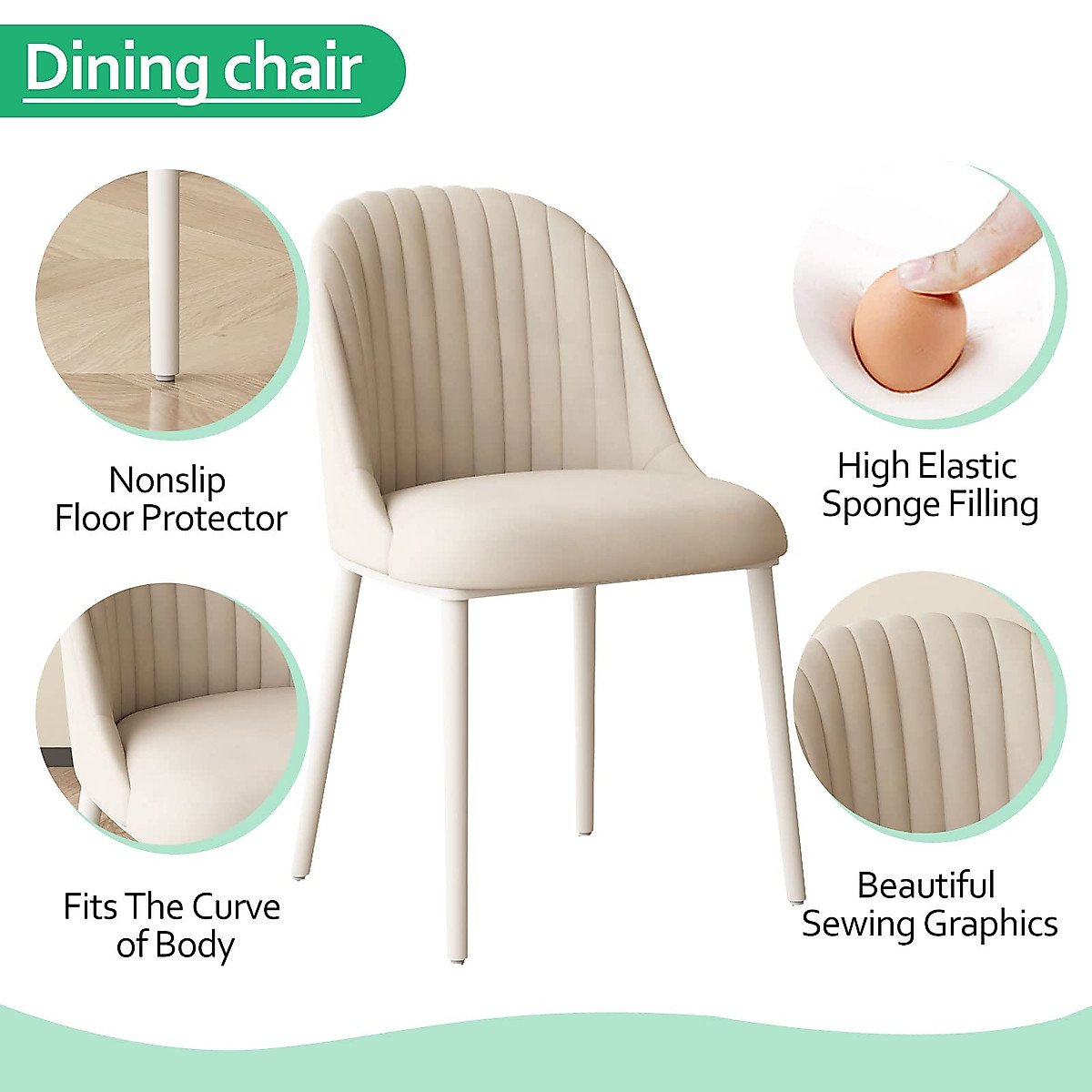 GraceNook White Dining Table Set for 4, 54.5" Oval Kitchen Dining Table and Chairs Set of 4, 4C Baking Paint Technology, Modern Dining Tables with 4 Chairs for Dining Room, Kitchen, Indoor Funiture