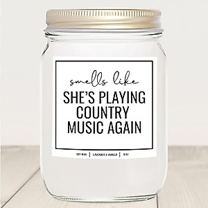 YouNique Designs Candle for Country Music Fan Gift 8oz Candle - Cowgirl Gifts for Country Music Lovers - Country Music Lover Gifts - Cool Country Music Gifts for Music Lovers (Lavender & Vanilla)