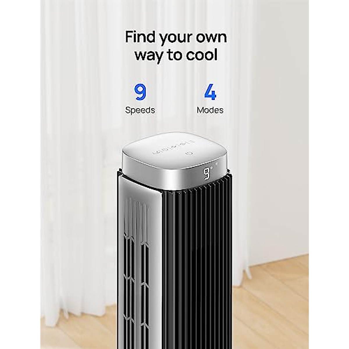 Dreo 42'' Pilot Pro Tower Fan with Remote, 25 DB Quiet DC Portable Bladeless Fan, 90° Oscillating,12H Timer, 9 Speeds,4 Modes, LED Display, Floor Fans for Bedroom Home Office, Black (DR-HTF005)