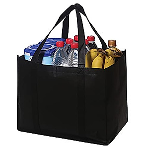 DIOMMELL 12 Pack Reusable Grocery Bags Large Foldable Heavy Duty Shopping Tote Produce Bag with Reinforced Handles for Groceries Clothes Vegetables Fruit, Black