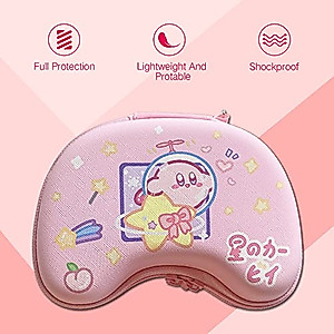 PERFECTSIGHT Carrying Travel Storage Case Compatible with Switch Pro Controller, PS5/ PS4 Controller, Xbox Controller, Portable Compact Hard Shell Protective Cover Bag for Kirbi Fans