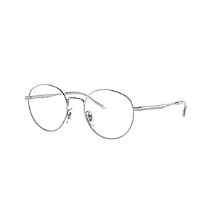 Ray-Ban RX3681V Round Prescription Eyewear Frames, Silver/Demo Lens, 50 mm
