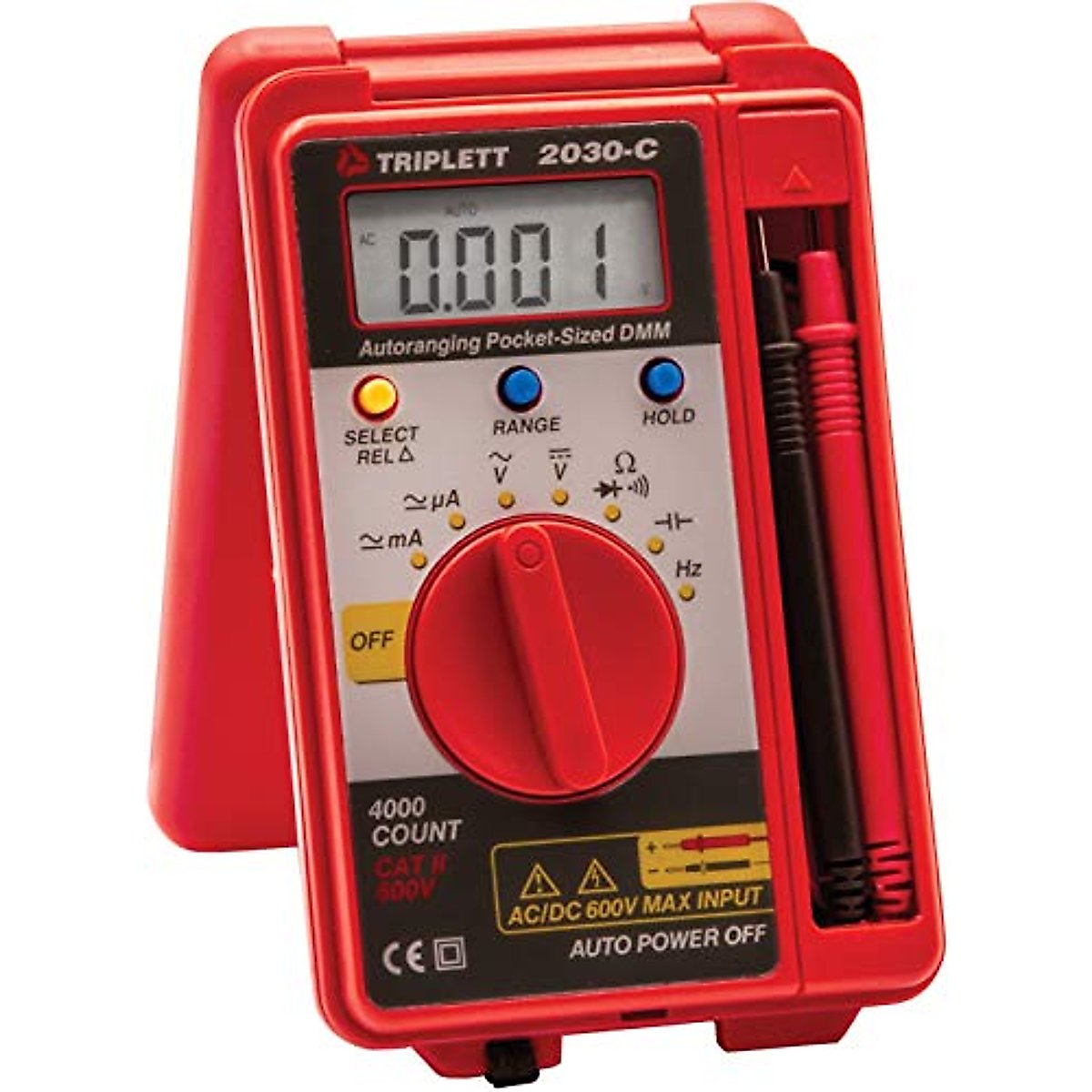 Triplett Pocket-Sized CAT II 4000 Count Digital Multimeter - AC/DC Voltage, AC/DC Current, Resistance, Frequency, Capacitance, Continuity, and Diode Check (2030)
