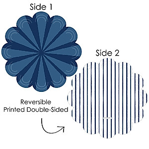 Big Dot of Happiness Navy Stripes - Simple Party Round Table Decorations - Paper Chargers - Place Setting For 12