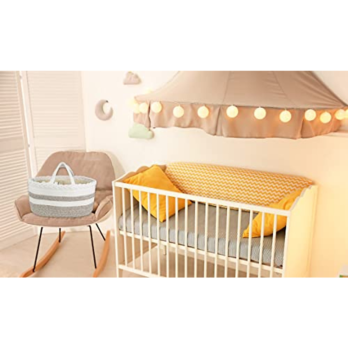 HIYAGON Baby Diaper Caddy Organizer,Nursery Storage Basket for Boys and Girls,Storage Bin for Changing Table & Car Organizer,Newborn Essentials Must Haves, Registry for Baby (Brown)