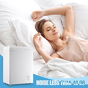 WANAI Small Chest Freezer 3.5 Cu.Ft Compact Chest Freezers with 7 Settings Temperature Adjustable, Small Deep Freezer with Removable Basket, Suitable for Home Kitchen Office Dorm Apartment,White