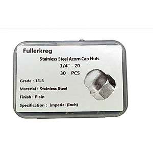 FullerKreg 1/4"-20 Acorn Cap Nuts,18-8 Stainless Steel, Quantity 30