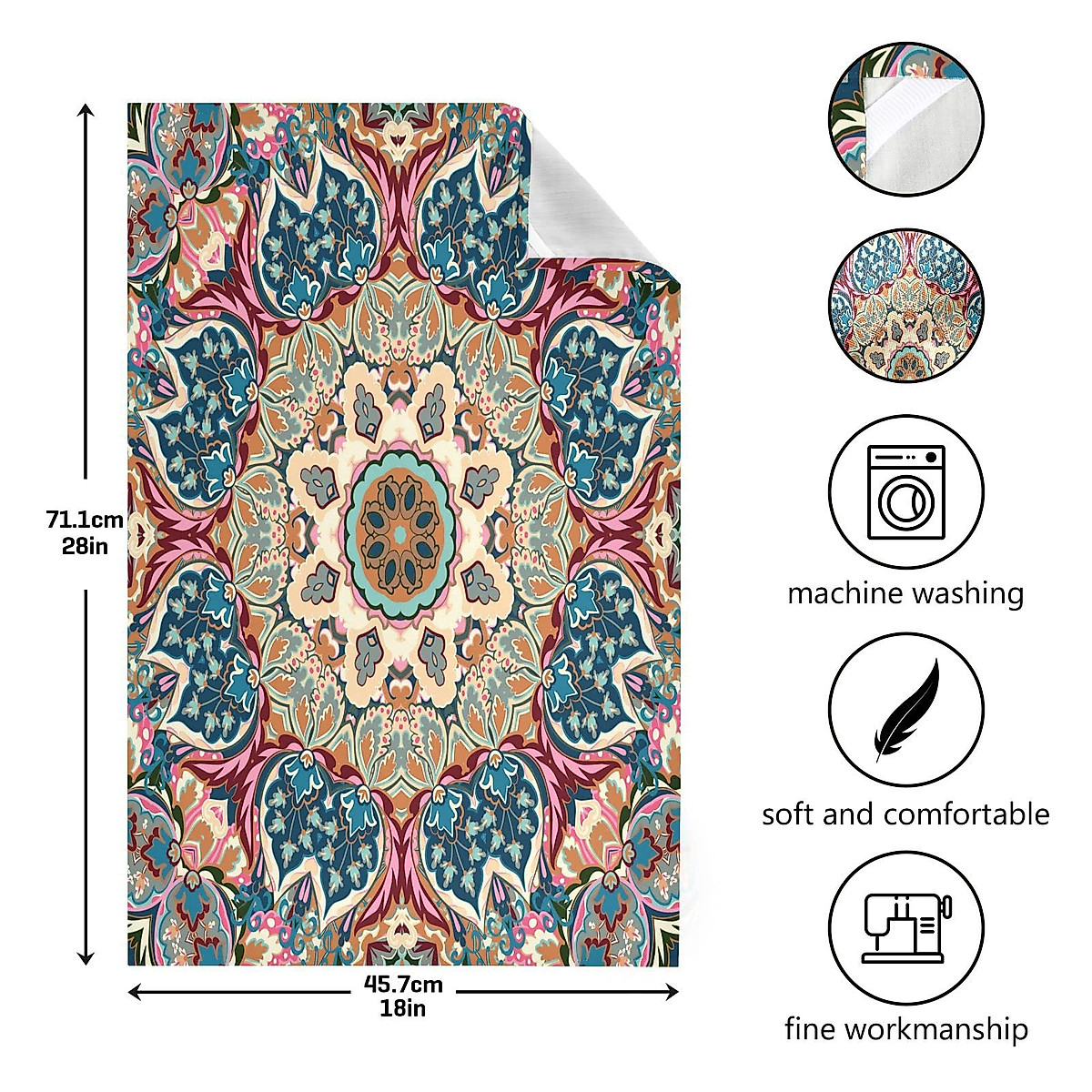 Kigai Kitchen Towels Set of 6, Mandala Pattern Highly Absorbent Dish Towels Reusable Cleaning Cloths Washable Tea Towels Hand Towel 28 x 18 Inch