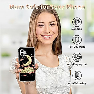 BWEGRHE for Samsung Galaxy A04 4G Clear Case with Moon Cloud Pattern Designed, Transparent Dual Layer Soft TPU Bumper + Hard PC Shockproof Protective Phone Case for Galaxy A04 4G