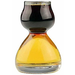 QUAFFER Double Bubble Layered Shot Glass – Chaser Shot Glass Jigger for Smooth Tasty Shots – Fun Unique Split Shot Glasses Barware (1.25oz Top & 2.25oz Bottom)