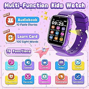 JYNZYUPO Smart Watch for Kids,with 26 Games Educational Learning Touchscreen 1.7" Smart Watch Toddlers Multi-Function Childrens Smartwatches Gift Toys for 3-12 Years Old